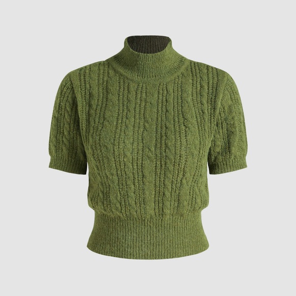 Cider | Tops | Matcha Green Woolblend Texture High Neck Sweater | Poshmark